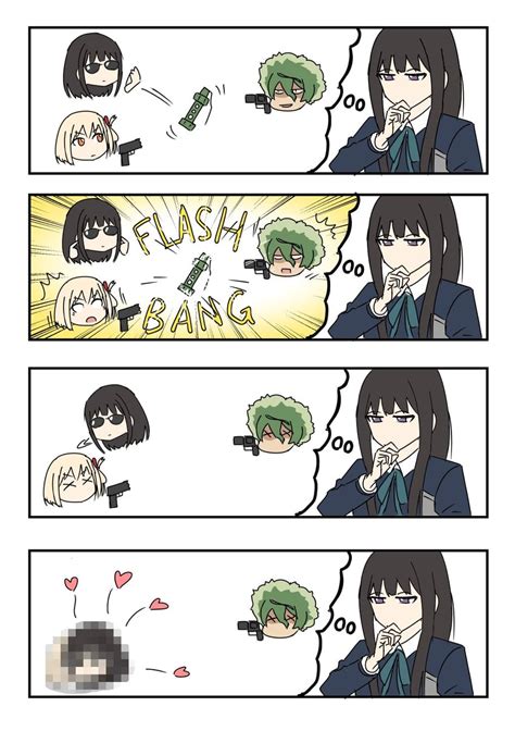 Nishikigi Chisato Inoue Takina And Majima Lycoris Recoil Drawn By