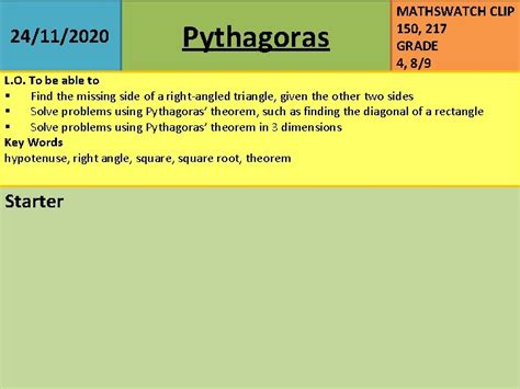 24112020 Pythagoras Mathswatch Clip 150 217 Grade 4