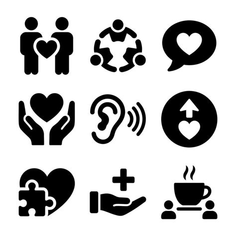 Empathy And Support Glyph Icon Set For Communication And Relationships