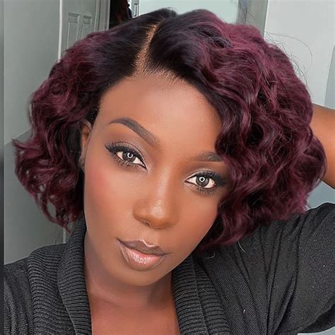 Wiger Short Human Hair Curly Wigs Ombre Curly Bob Hair Wig