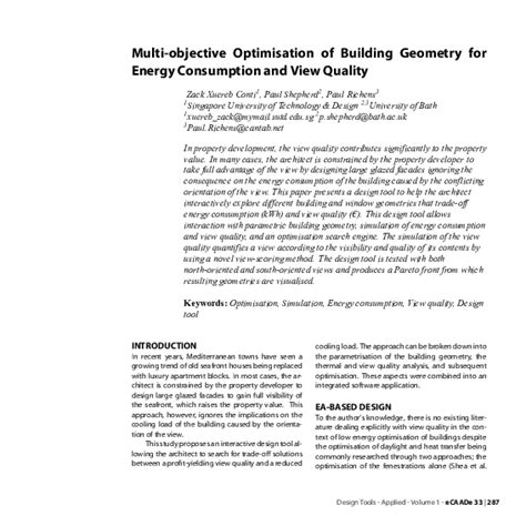 Pdf Multi Objective Optimisation Of Building Geometry For Energy