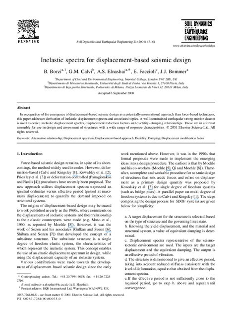 Pdf Inelastic Spectra For Displacement Based Seismic Design
