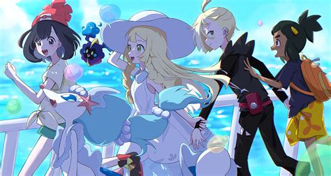 Lillie Selene Gladion Hau Cosmog And 1 More Pokemon And 1 More