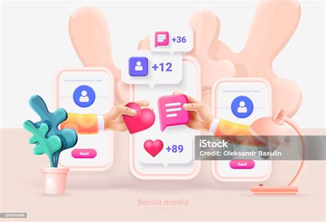 소셜 미디어 Ui가있는 스마트 폰 전화 템플릿입니다 소셜 네트워크를 통한 사람 간의 상호 작용 새로운 좋아요 댓글 팔로워와 소셜 네트워크 사용자 인터페이스 벡터 일러스트