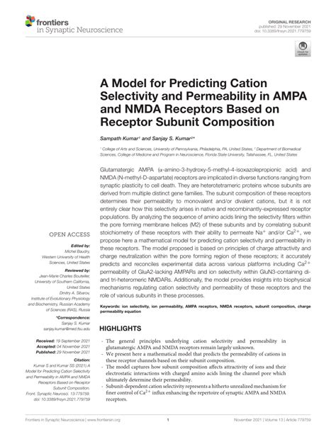 Pdf A Model For Predicting Cation Selectivity And Permeability In