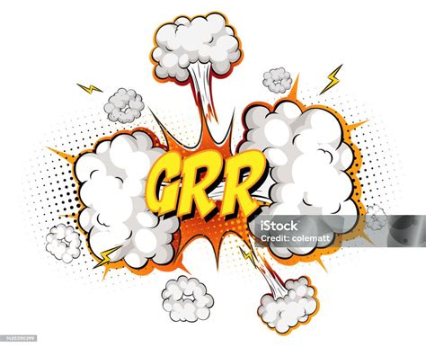 Grr Text On Comic Cloud Explosion Isolated On White Background Stock