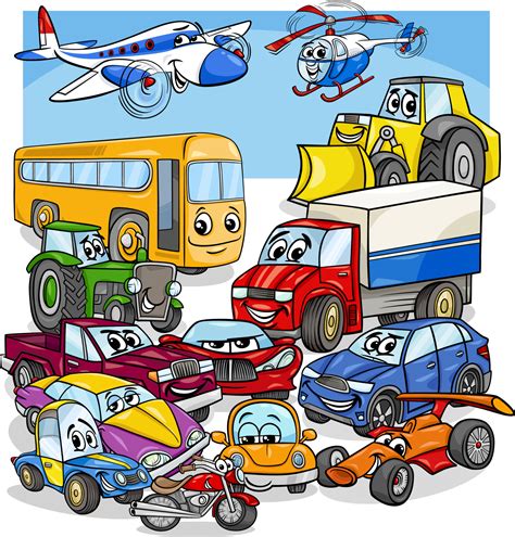 Car And Vehicles Cartoon Characters Group 6713170 Vector Art At Vecteezy