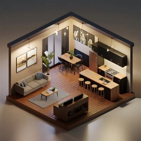 Creative Color Blocking In And Beautiful Interior Stock Illustration