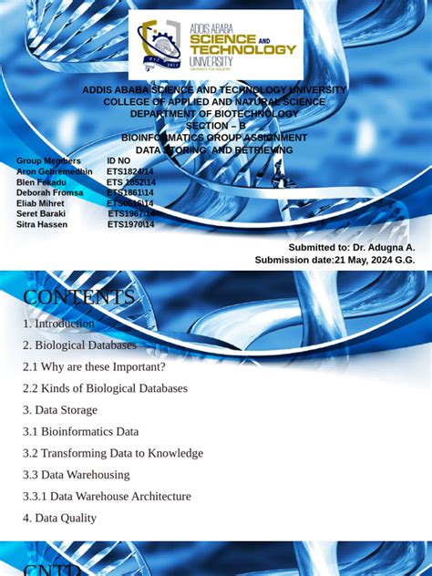 Bioinformatics Ppt Section B Data Storage And Retrival Group 3 Pdf National Center For