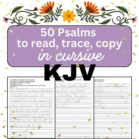 Cursive Copywork Book 50 Psalms Kjv Bible Verses Scripture Tracing Scripture Handwriting