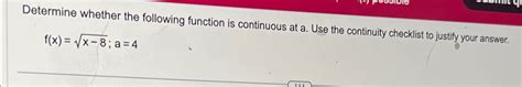 Solved Determine Whether The Following Function Is