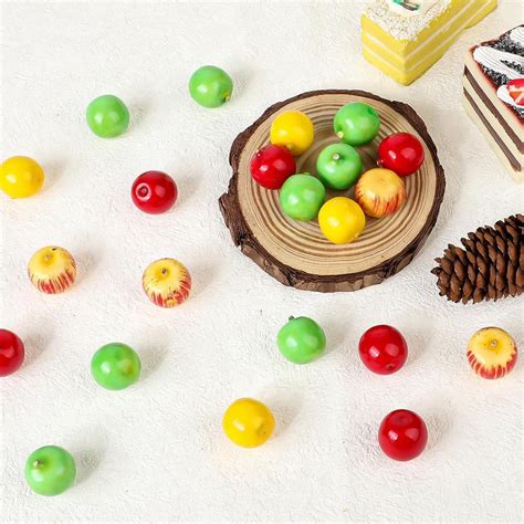Masteelf 60pcs Artificial Display Apples Mini Faux Apples Doll
