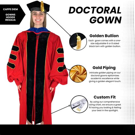 Red Doctoral Gown And Tam Deluxe Graduation Set Graduate Attire For University Doctorate