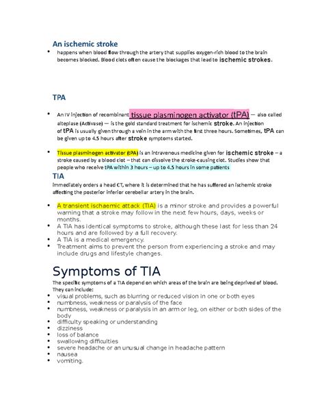 Acls Stroke An Ischemic Stroke Happens When Blood Flow Through The