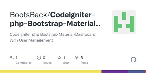 Github Bootsbackcodeigniter Php Bootstrap Material Dashboard With User Management