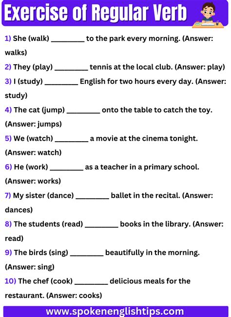 Exercise Of Regular Verb With Answers Regular Verbs Verb Worksheets