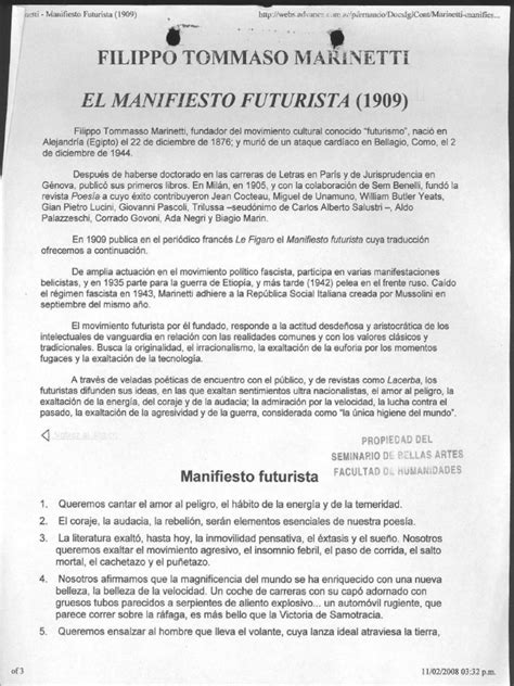 El Manifiesto Futurista 19099 Pdf