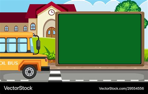 Border Template With School Bus Royalty Free Vector Image