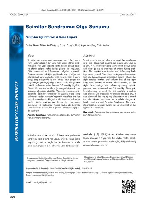 Pdf Scimitar Syndrome A Case Report