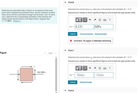 [solved] Determine The Equivalent State Of Stress On An E