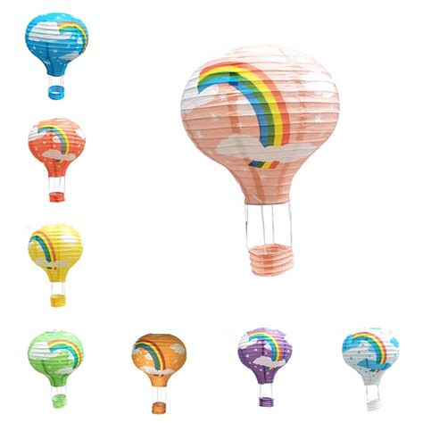 무지개 구름 뜨거운 공기 풍선 랜턴 펜던트 웨딩 바 쇼핑몰 유치원 복도 종이 랜턴 아이 생일 호의 Aliexpress