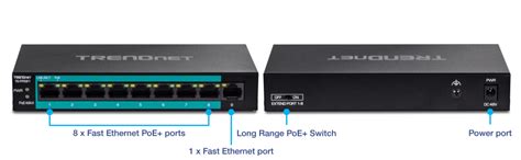 Long Distance Poe 9 Port Unmanaged Fast Ethernet Long Range Poe Switch Trendnet Te Fp091