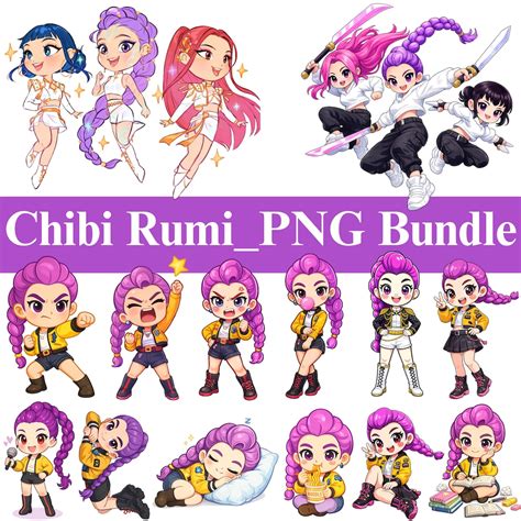 Kpop Demon Hunters Png Rumi Clipart Chibi Rumi Huntrix Bundle