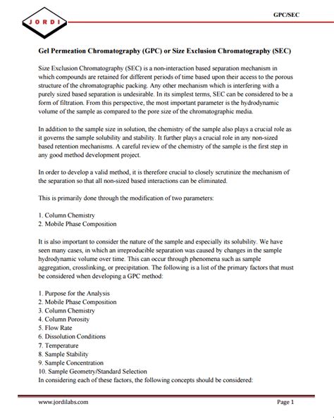 Gpcsec Method Validation White Paper Jordi Labs Analytical