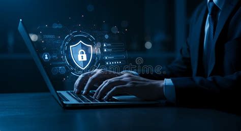 Cybersecurity Protection Businessman Logging In To Secure System For