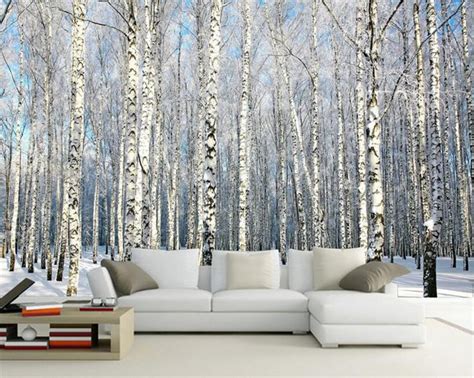 Birch Forest Snow Landscape 3d Wallpaper