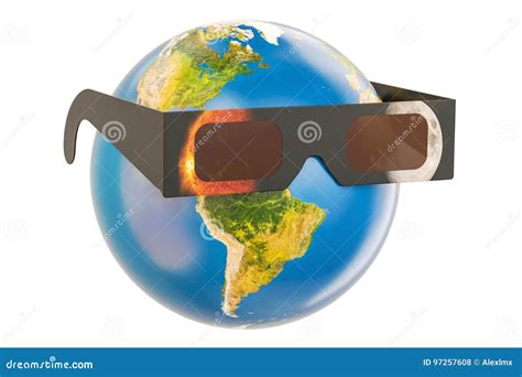 Solar Eclipse Concept Earth Globe With Solar Eclipse Glasses 3 Stock