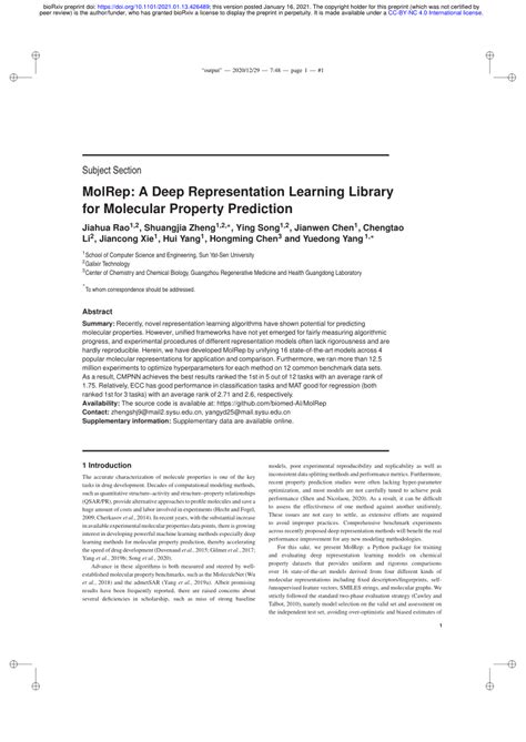 Pdf Molrep A Deep Representation Learning Library For Molecular Property Prediction