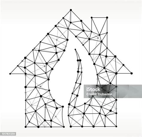 Home Dan Leaf Triangle Node Pola Hitam Dan Putih Ilustrasi Stok Unduh