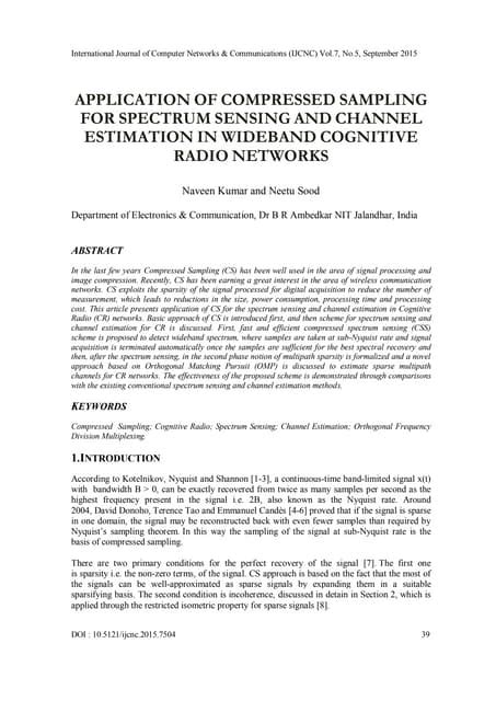 application of compressed sampling pdf