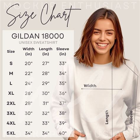 Gildan 18000 Size Chart G1800 Sweatshirt Mockup Unisex Size Chart Heavy