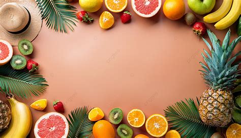 Summer Fruit Border With Copy Space Background Summer Fruit Tropical Background Image And