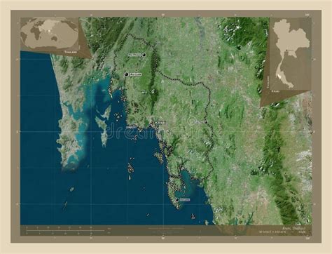 Krabi Thailand High Res Satellite Labelled Points Of Cities Stock