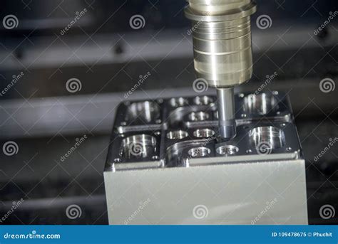 The CNC Milling Machine Cutting The Sample Part Stock Image Image Of Aerospace Machine
