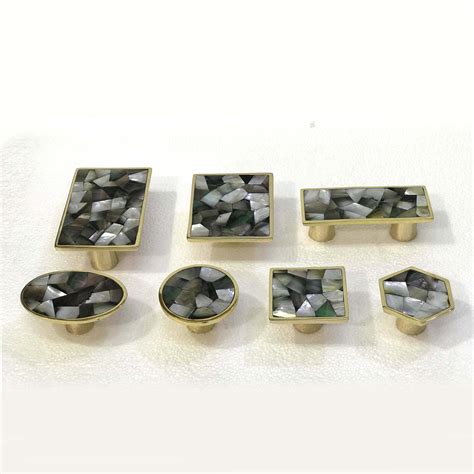 Metal Cabinet Pull Drawer Knobs With Antique Brass And Mop Round Shape