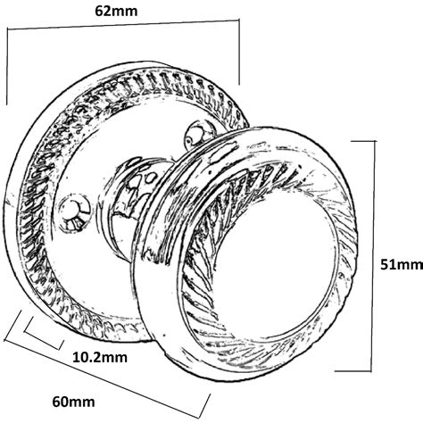 Door Knobs Round Georgian Roped Mortice Knob Chrome Polished 62mm
