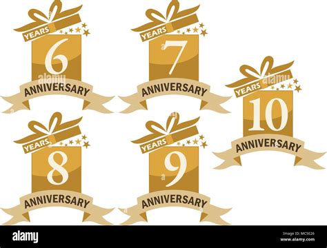 Year T Box Ribbon Anniversary Set Stock Vector Image And Art Alamy