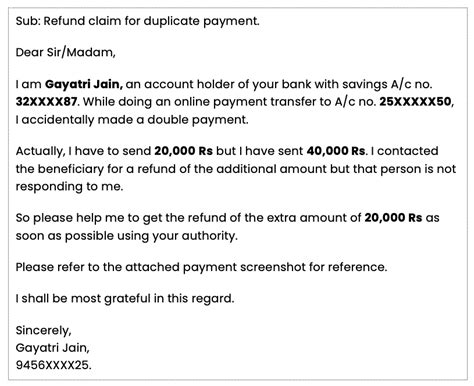 Double Payment Refund Request Letters
