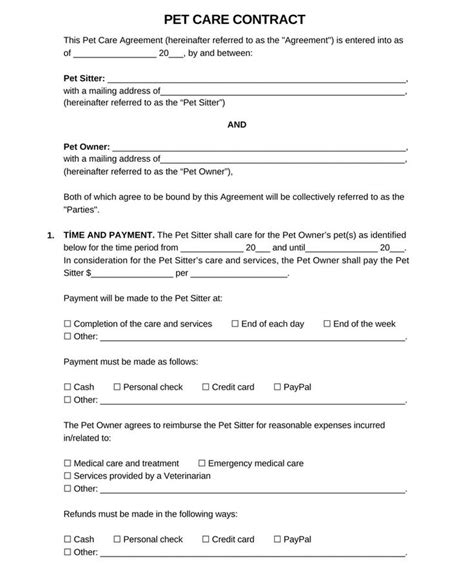 Pet Sitting Agreement Template At A Glance