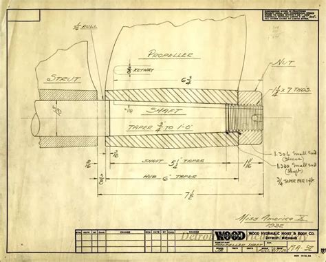 Drawing Technical Propeller Shaft Detroit Historical Society