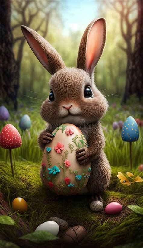 Adorable And Cute Easter Bunny Ai Generated Stock Illustration