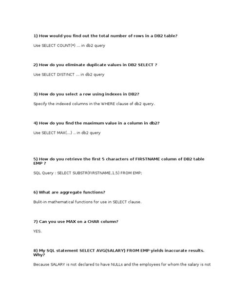 db2 multiple choice questions pdf database index sql