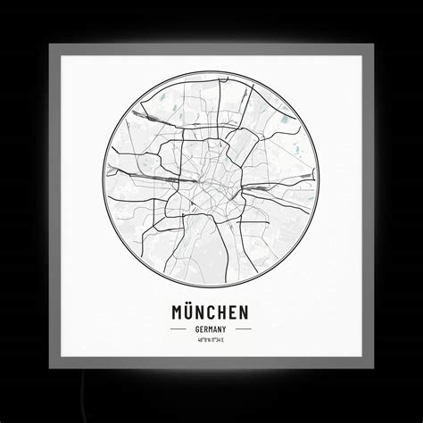 Led Wandbild Stadtplan München Klimafreundlich 5200 Lumen