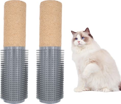 2 Pcs Cat Scratching Post With Self Groomer Cat Brush