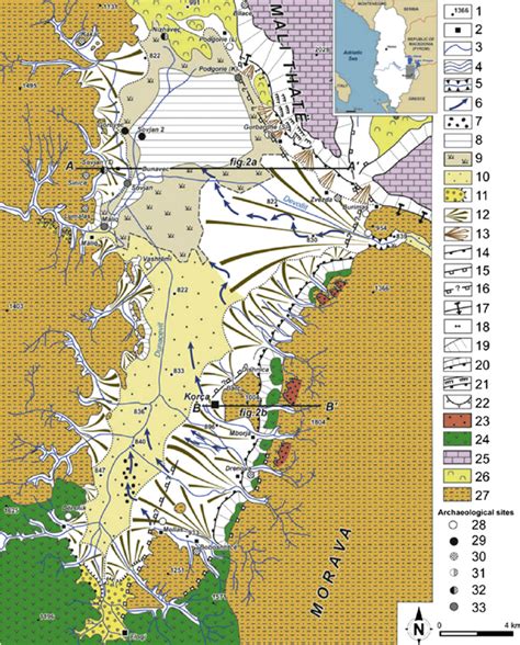 Location Area And Geomorphological Map Of The Basin Of Korça 1 Height Download Scientific