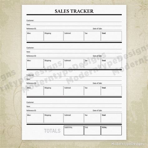 Sales Tracker Printable 1